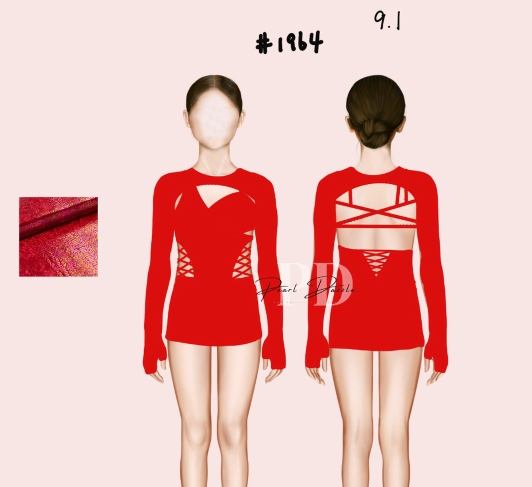 #1964 Booking -9.1 Snake skin red costume – Pearl Dazzle